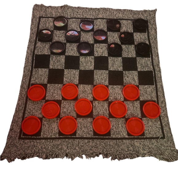 Other | Like New 3 In 1 Jumbo Checkers Tic Tac Toe Oversized Rug Board ...